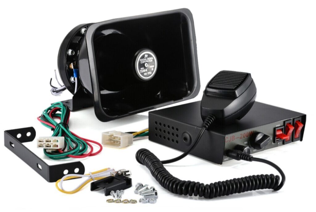Police Siren 200w Speaker with PA - 8 Siren Tones - 12v - Fire Siren Kit