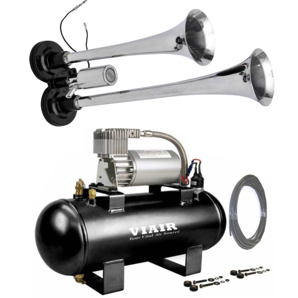 Dual Trumpet Horn 140db - Viair 20003 120psi Air Compressor 1.5g Kit