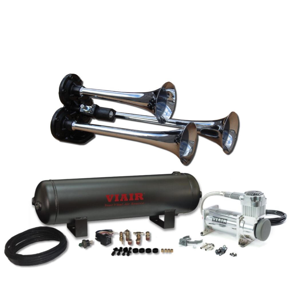 Triple Trumpet Train Air Horn 140db - Viair 400c Compressor 150psi 2.5g