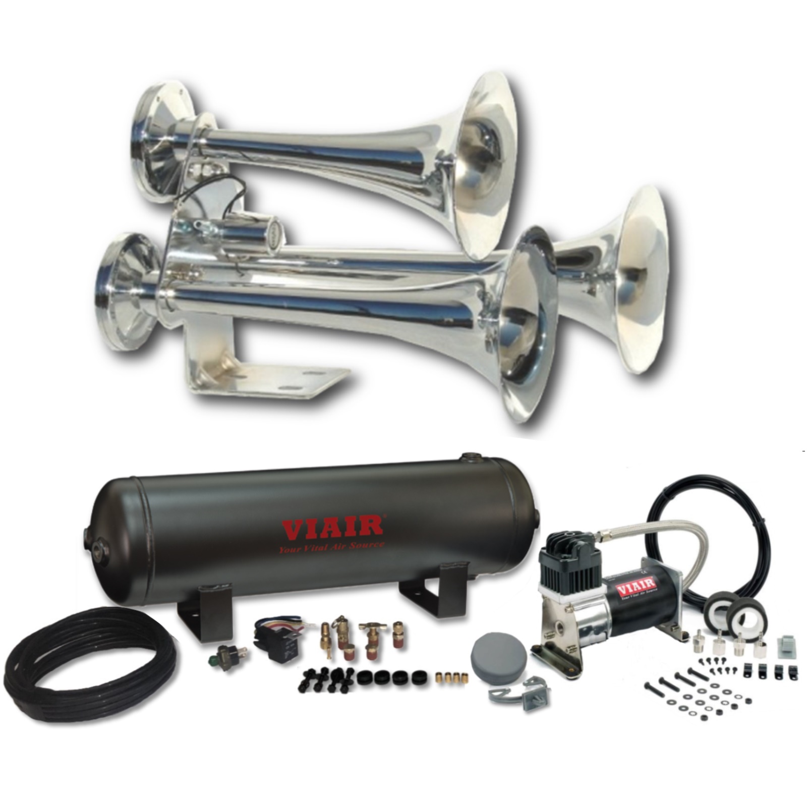 BEHEMOTH Train Air Horn 152db - Viair 280c Compressor 2.5g 150psi Kit