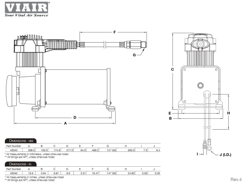 Viair 10007 Constant Duty On Board Air 450c Compressor 2.5g 150psi