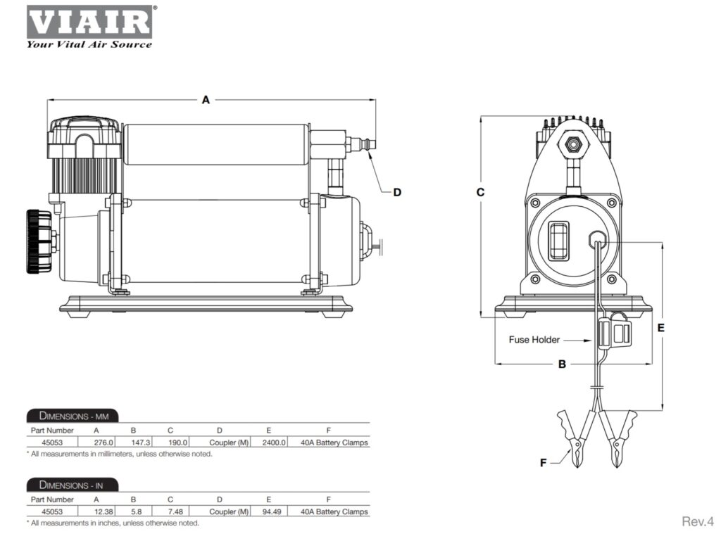 Viair 45043 450p Automatic Portable Air Compressor 150psi 42" Tires