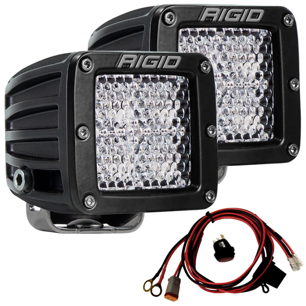 Rigid 202513 D-Series PRO LED Lights Diffused | Pair | Surface Mount